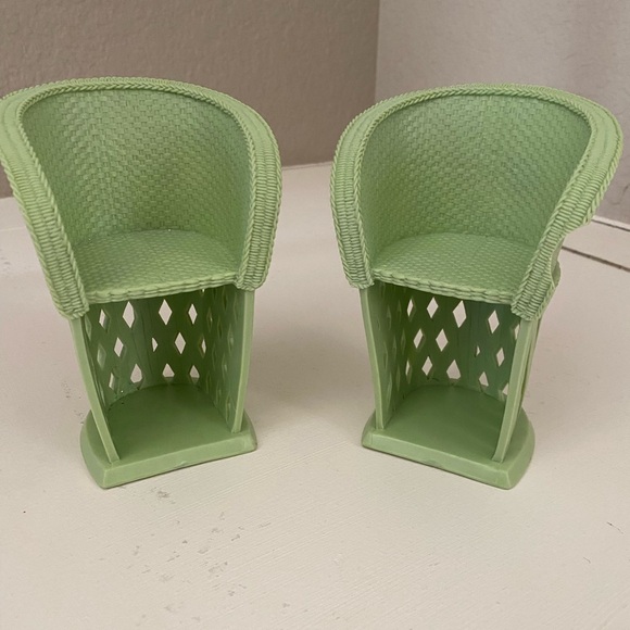 Barbie | Toys | Barbie My Scene Chairs Set 2 Green Wicker Stools Heavy ...